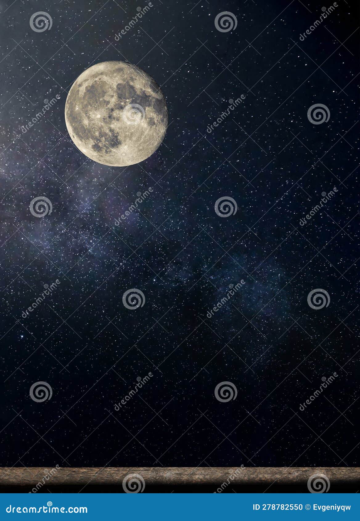 Starry Night and Moon. Night Landscape Stock Photo - Image of infinity ...