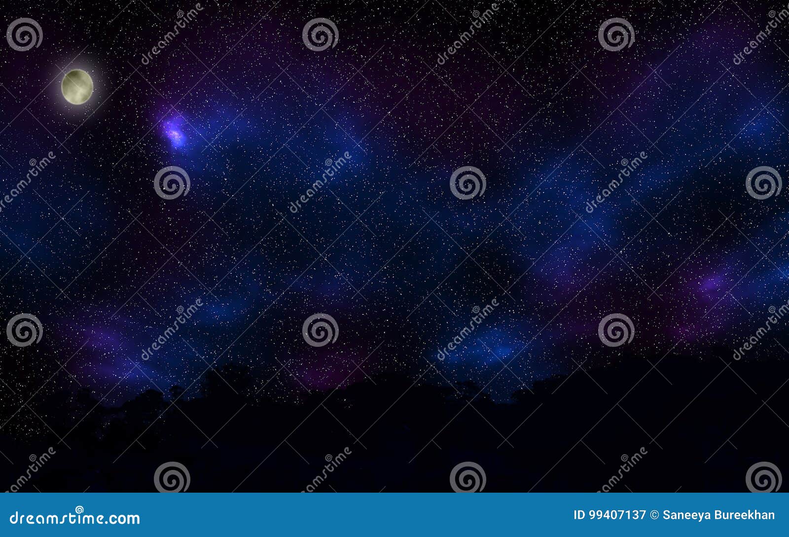 Starry Night and Moon and Wild Stock Image - Image of exploration ...