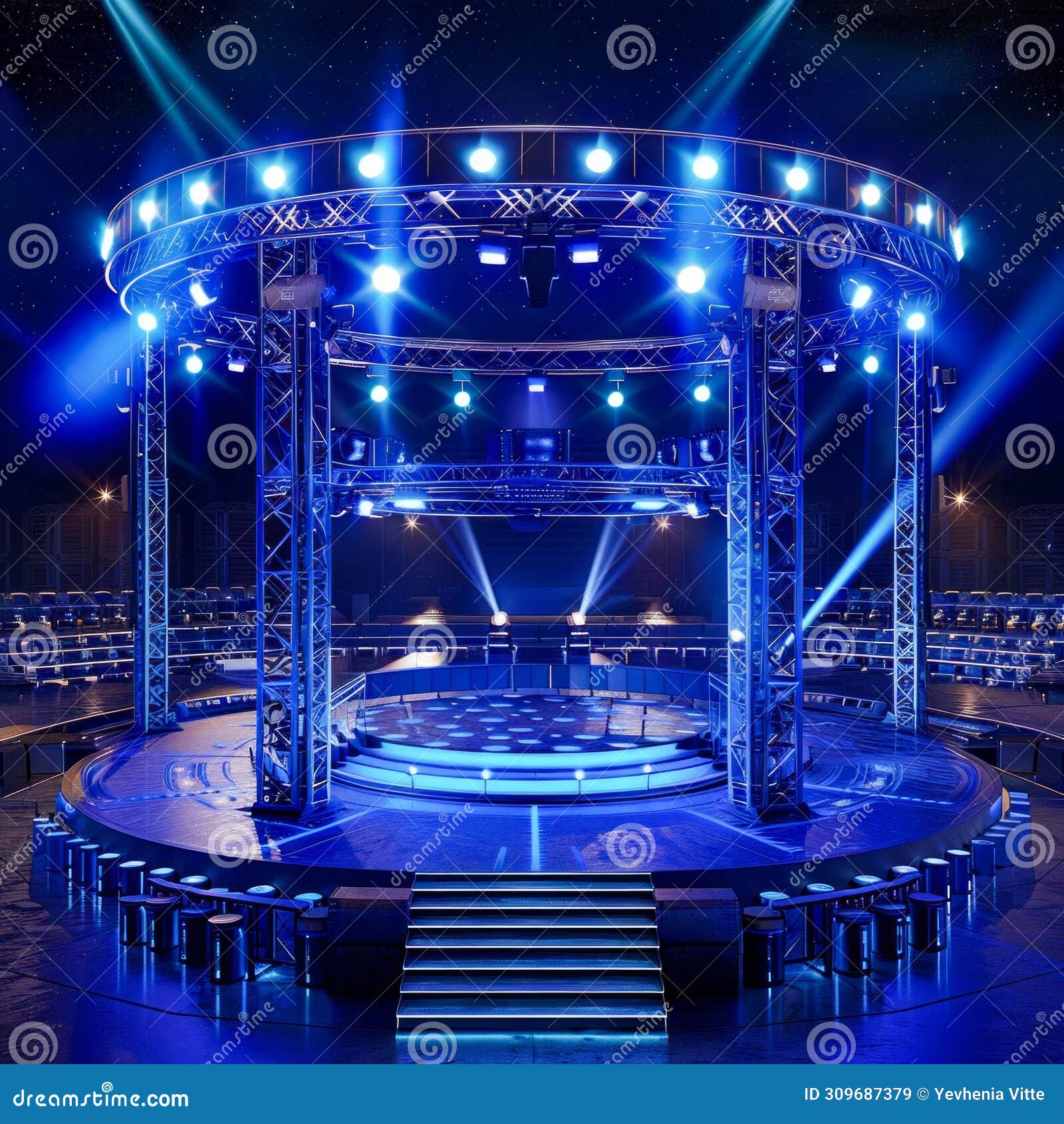 Starry Night at the Outdoor Stage. Generative Ai Stock Illustration ...