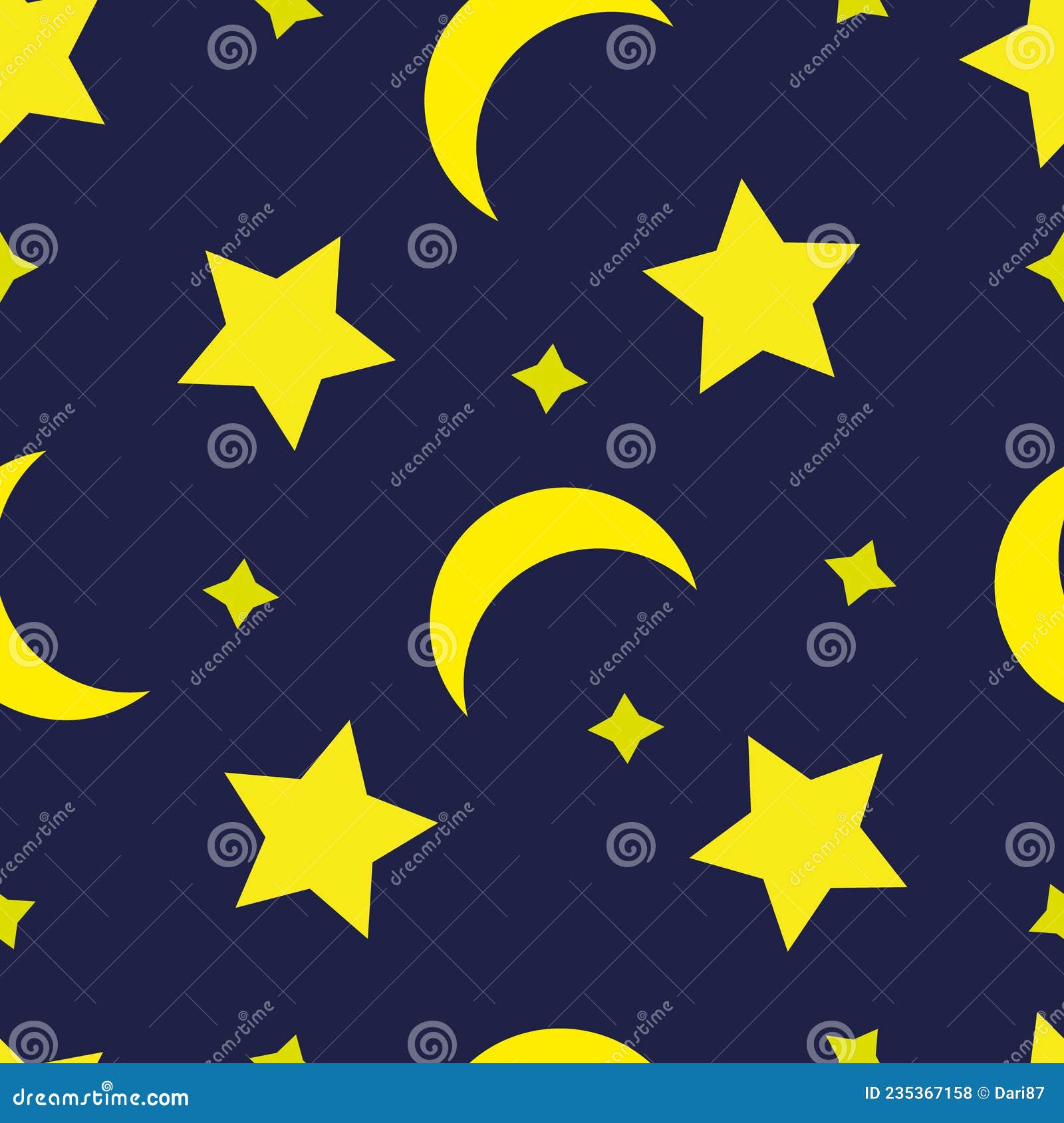 Starry Night Simple Vector Seamless Design. Stars on Night Sky Stock ...