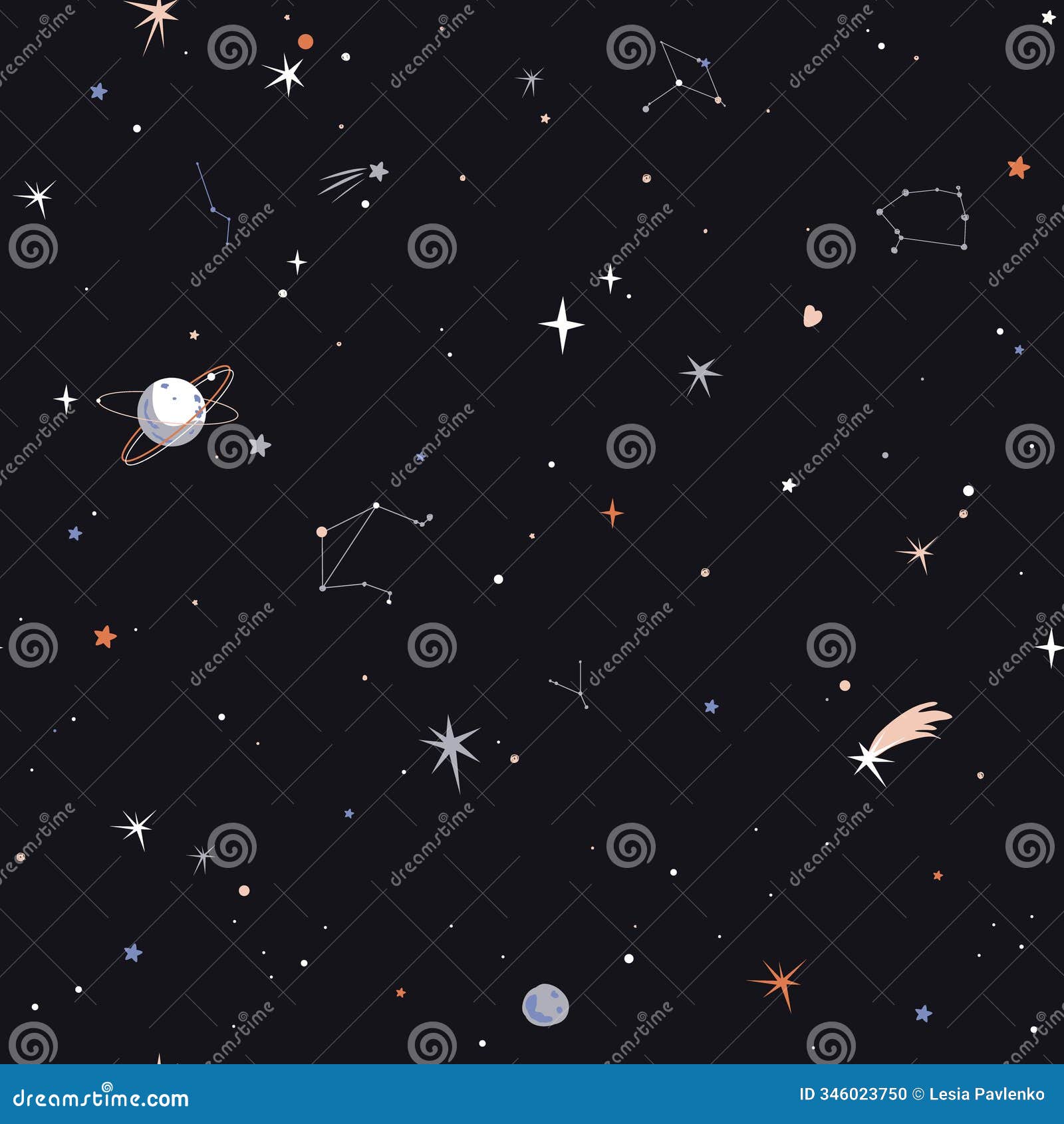 Starry Night Sky Abstract Background. Space Seamless Pattern with Stars ...