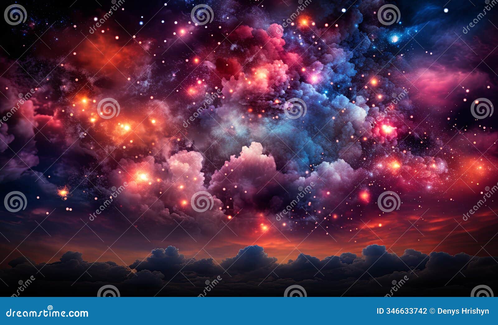 Starry Night Sky with Clouds Stock Photo - Image of twinkling, shining ...