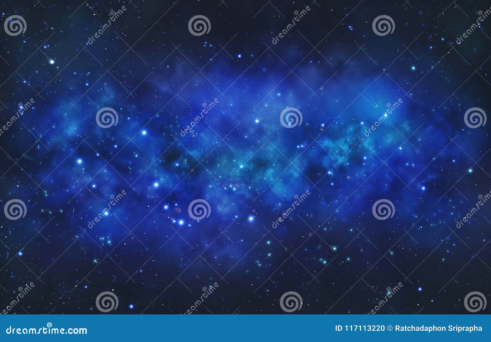 Starry Blue Night Sky with Clouds Nebula Stock Illustration ...