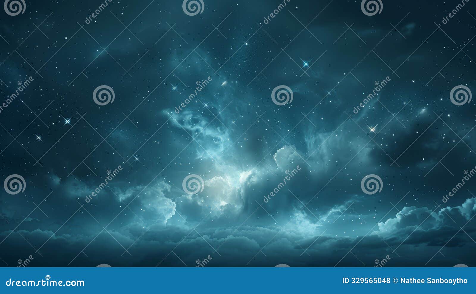 Starry Night Sky with Clouds and Nebulae Stock Illustration ...