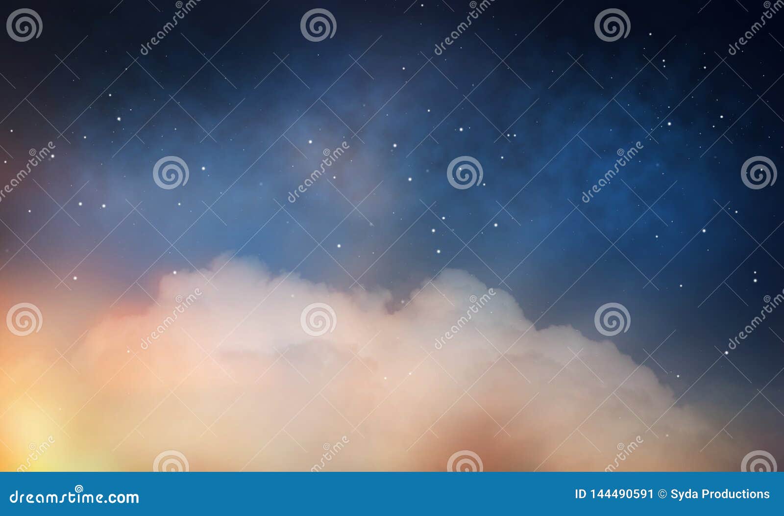 Starry Night Sky with Clouds Stock Illustration - Illustration of night ...