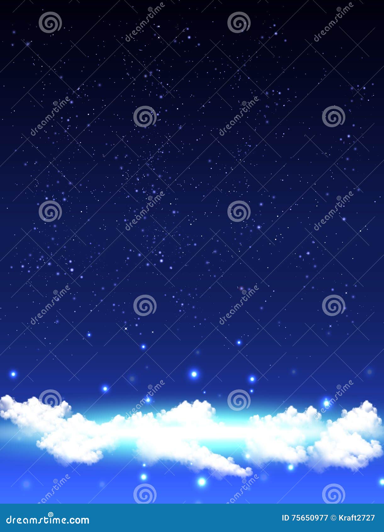 Starry Night Sky with Clouds Stock Vector - Illustration of midnight ...