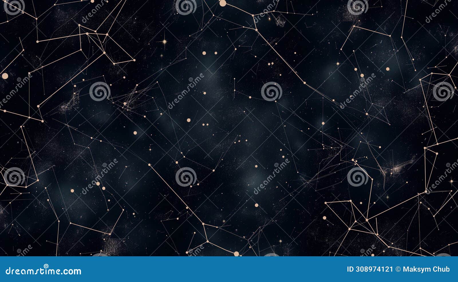 Starry Night Sky with Constellation Lines and Celestial Bodies Stock ...