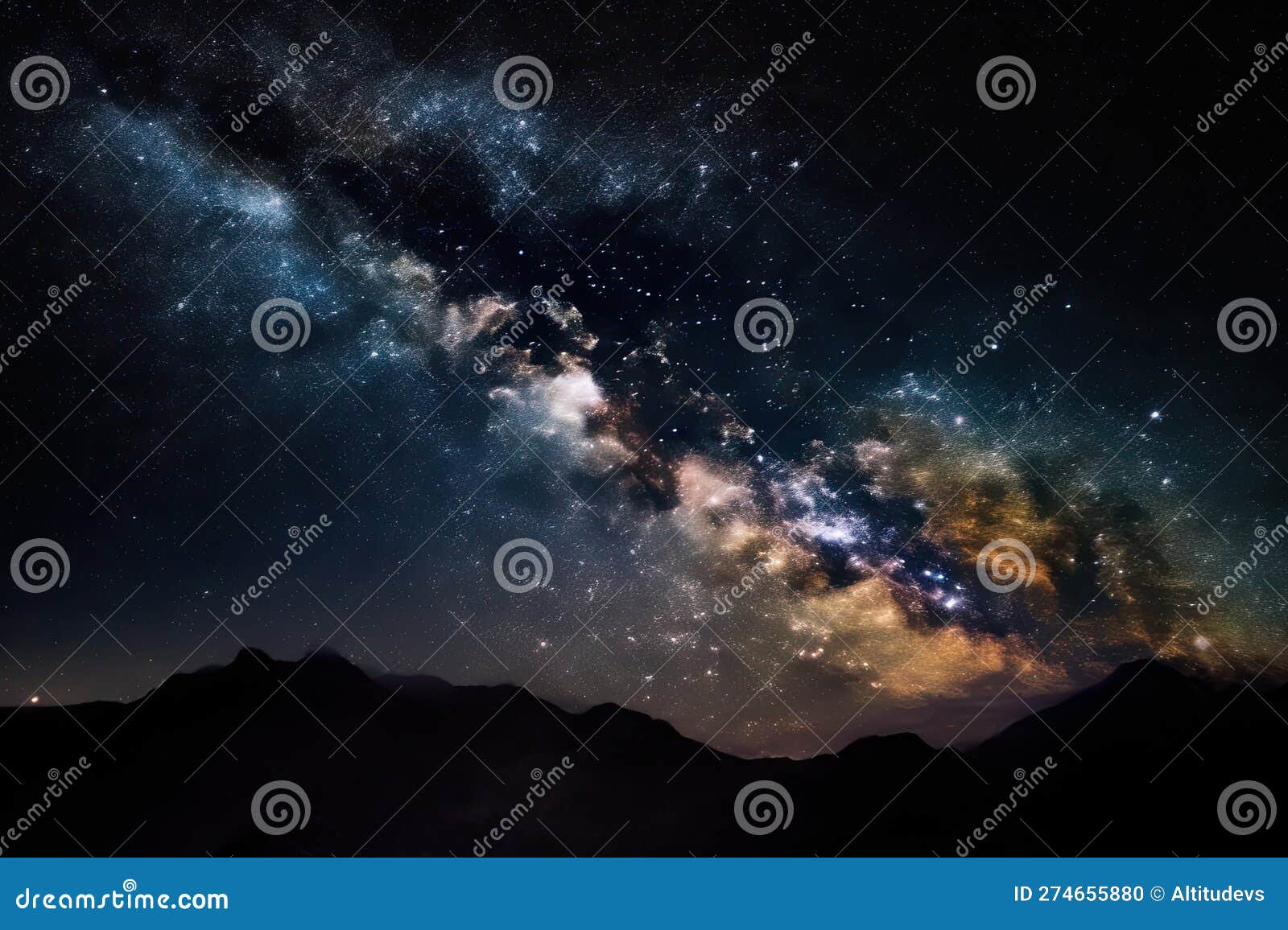 Starry Night Sky, with Different Nebulae and Star Clusters Visible ...