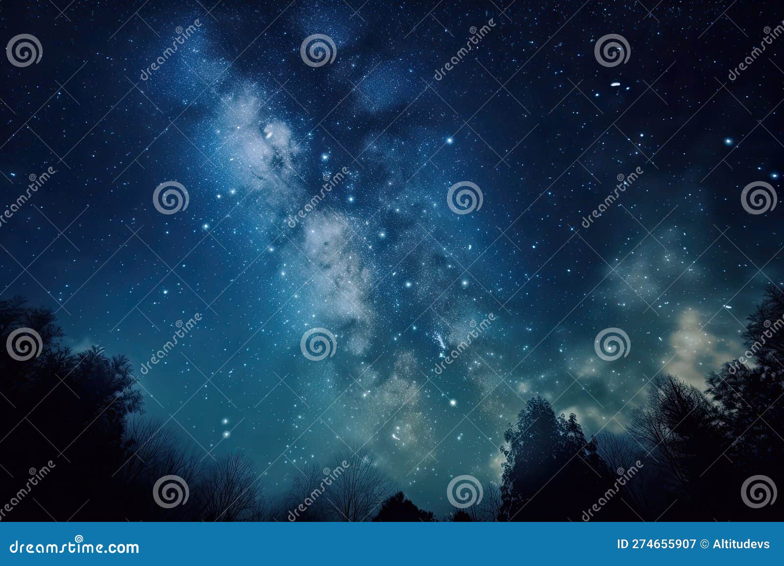 Starry Night Sky, with Different Nebulae and Star Clusters Visible ...