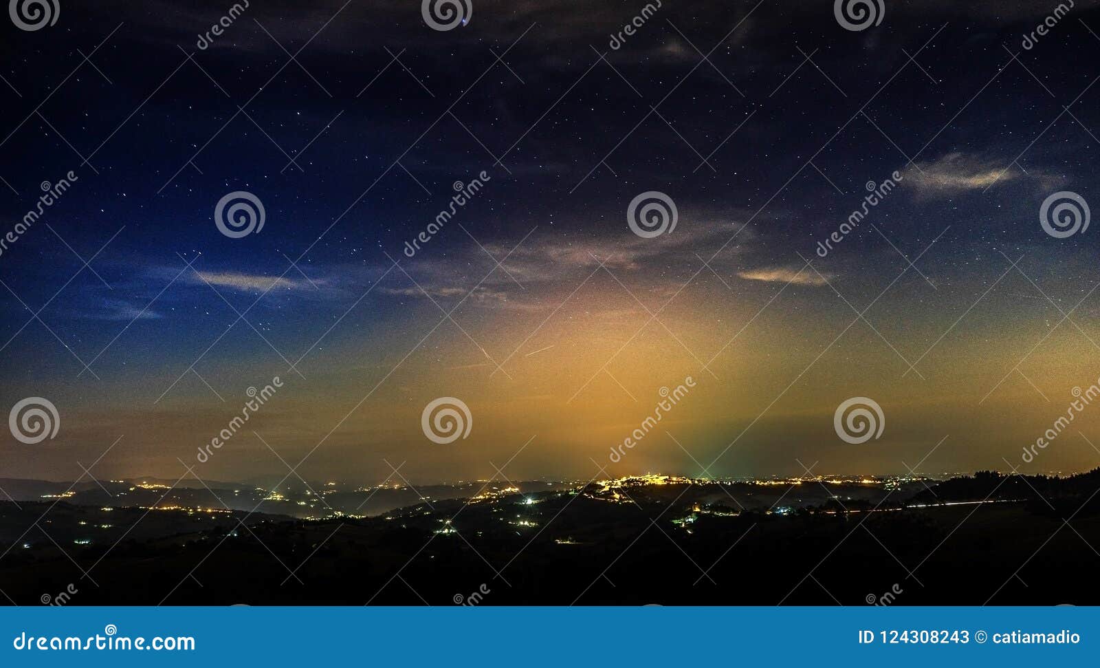 Starry Night Sky and Light Pollution Stock Image - Image of ...