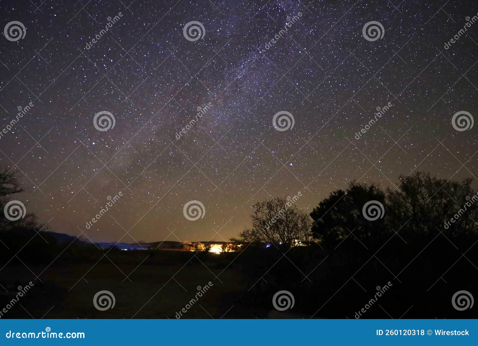 Starry Night Sky Over the Buildings Stock Photo - Image of landscapes ...
