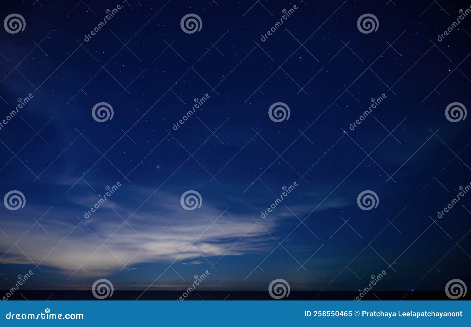 Starry Night Sky Over Calm Sea Beach Stock Image - Image of clouds ...