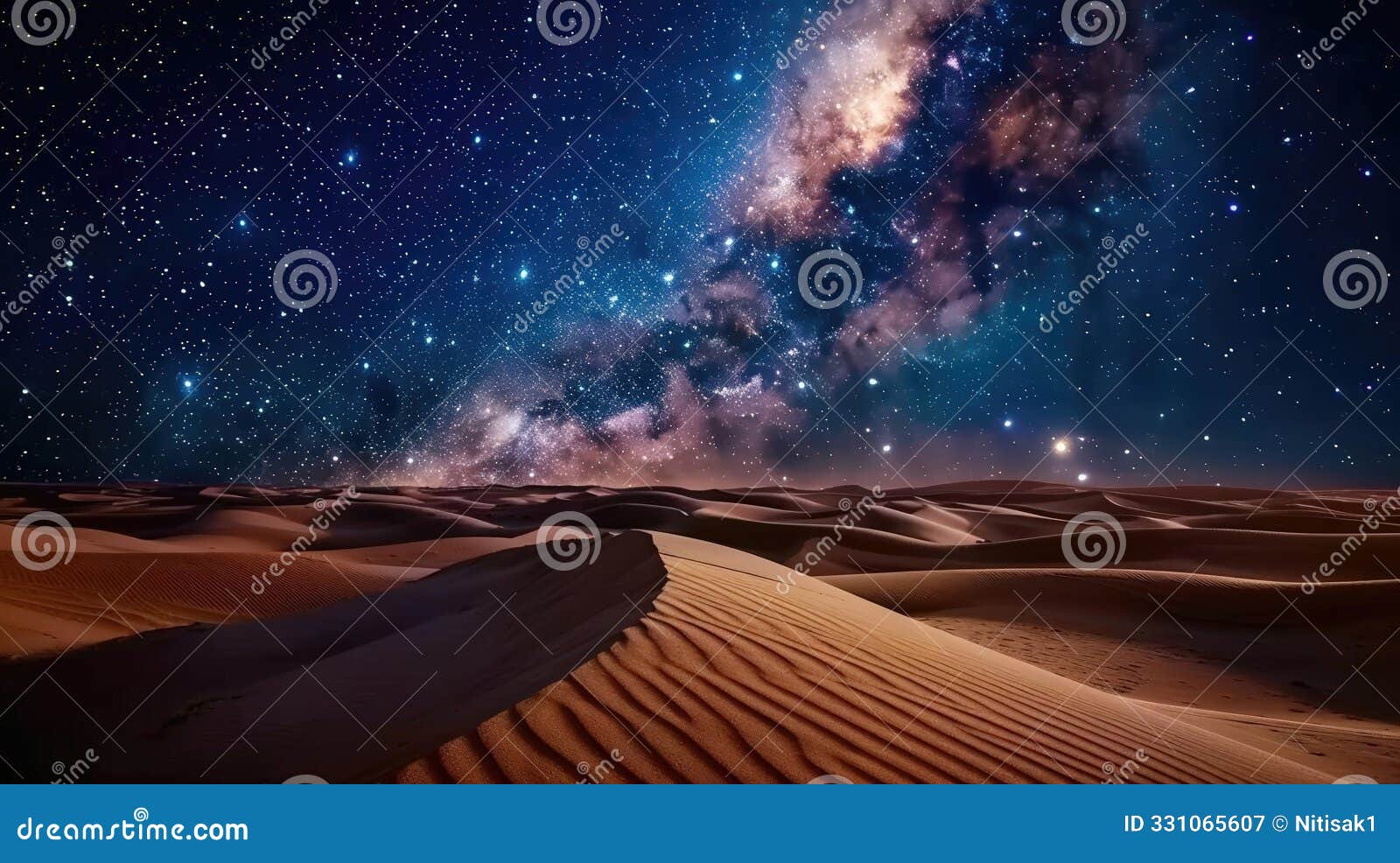 Starry Night Sky Over Desert Landscape Milky Way Visible Stock ...