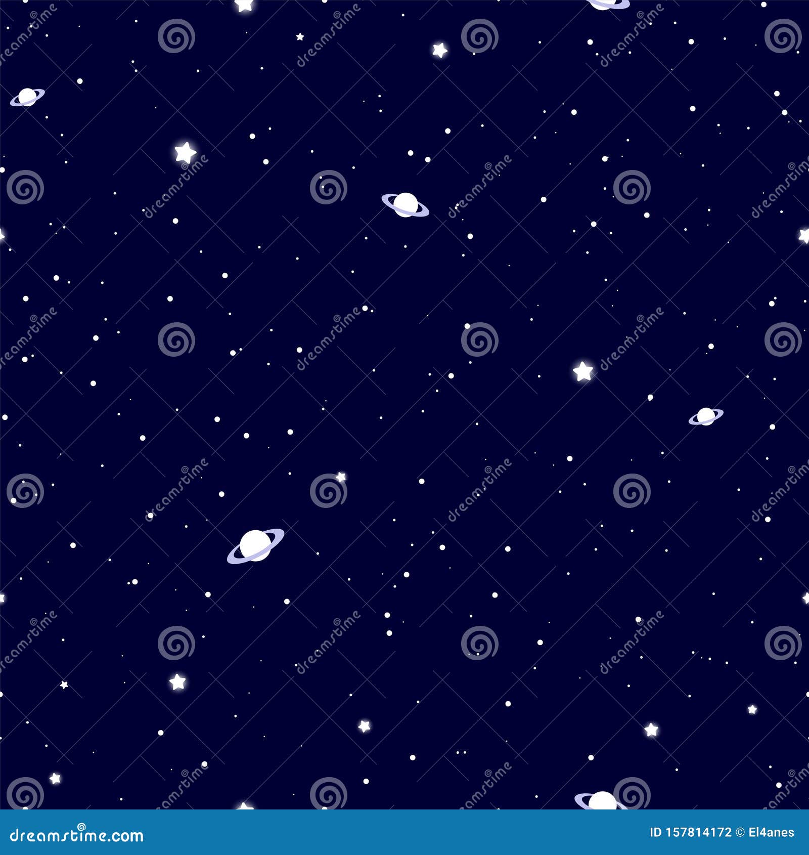 Starry Night Sky Pattern with Planets Stock Vector - Illustration of ...