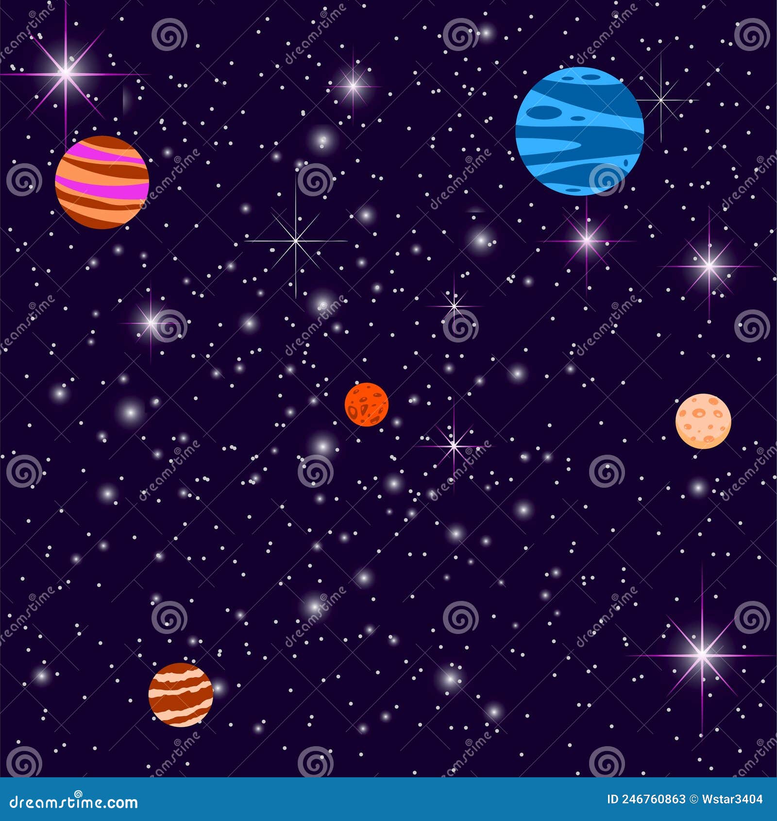 Starry Night Sky with Planets Stock Vector - Illustration of astrology ...