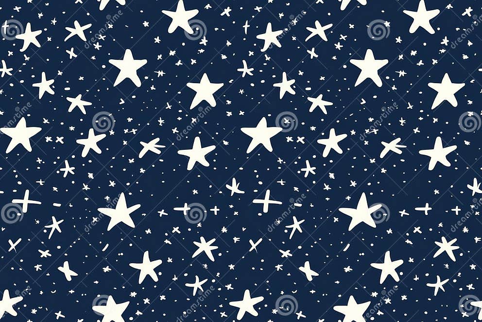 Starry Night Sky. Seamless Pattern. Hand Drawn Stock Illustration ...