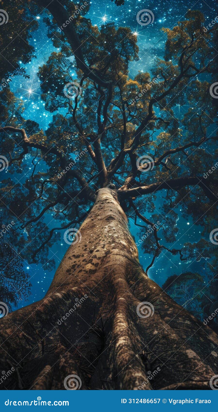 Starry Night Sky through Tree Branches Stock Image - Image of branches ...