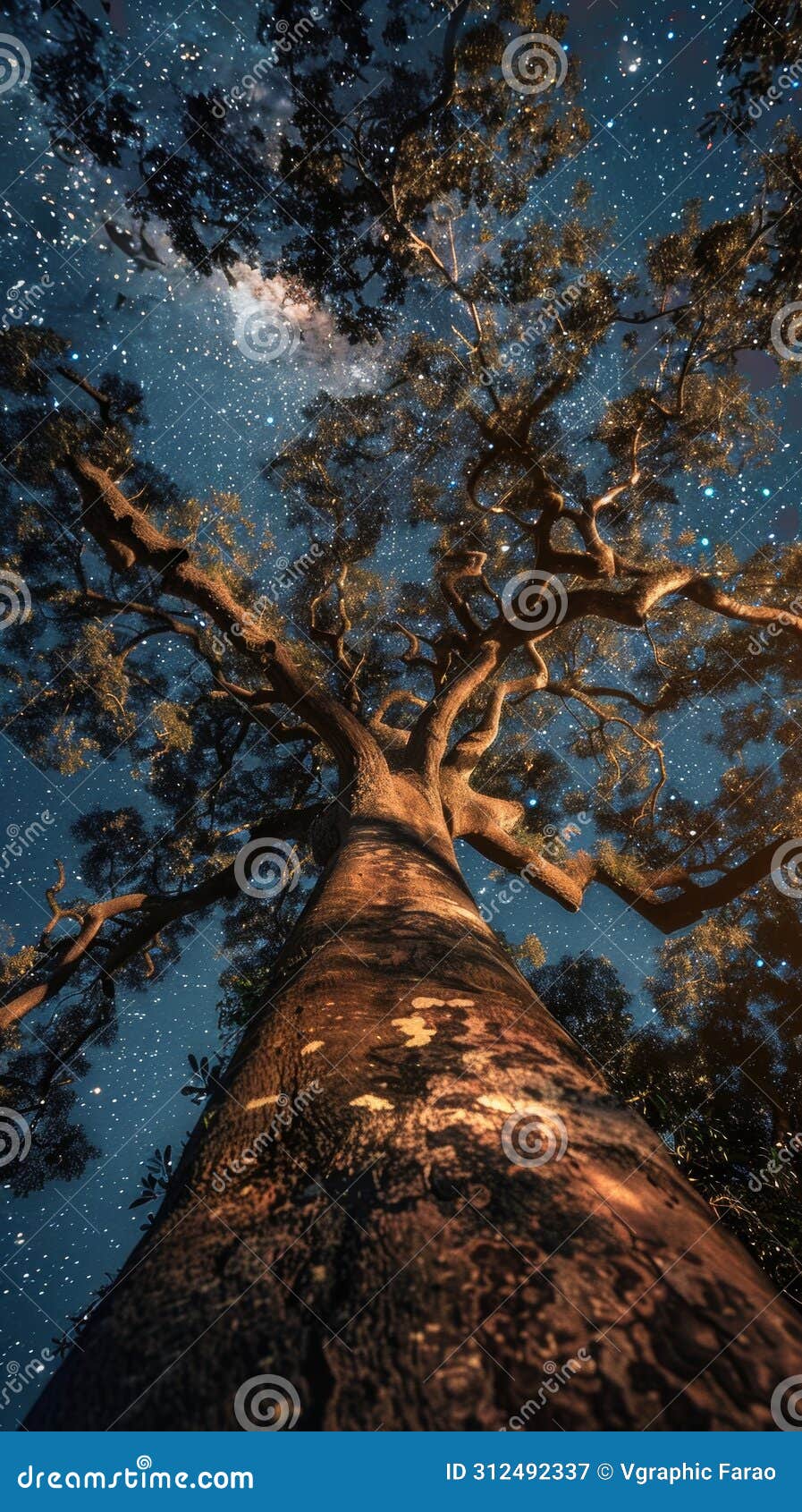Starry Night Sky through Tree Canopy Stock Image - Image of galaxy ...