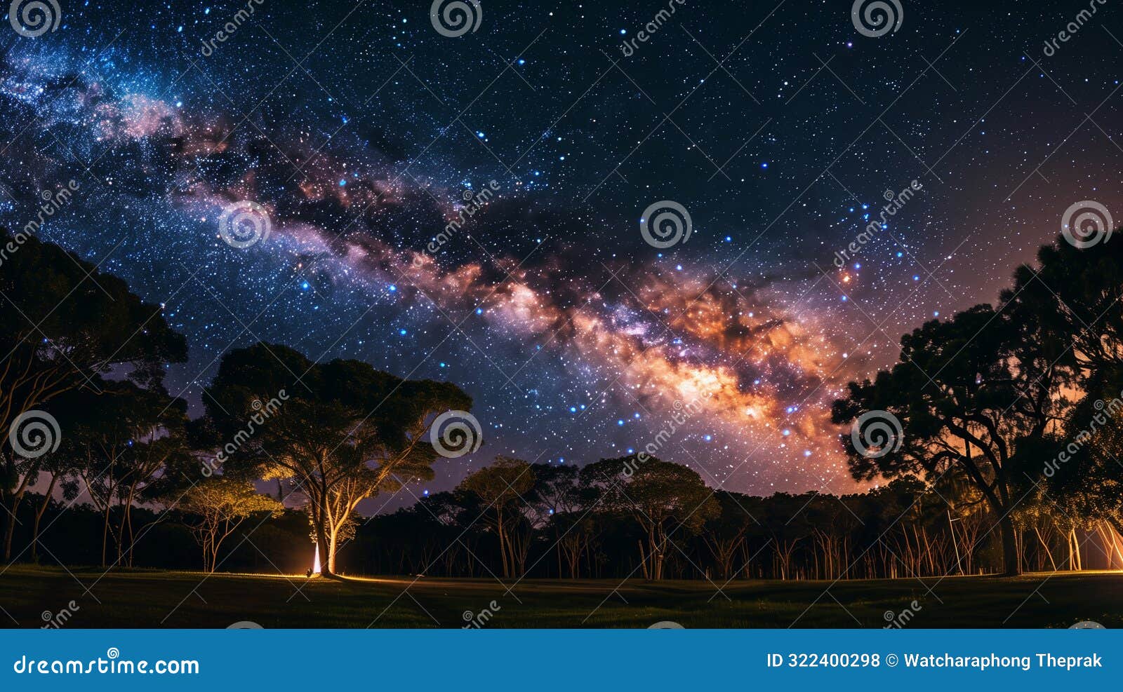 Starry Night Sky with Trees in Foreground Stock Illustration ...