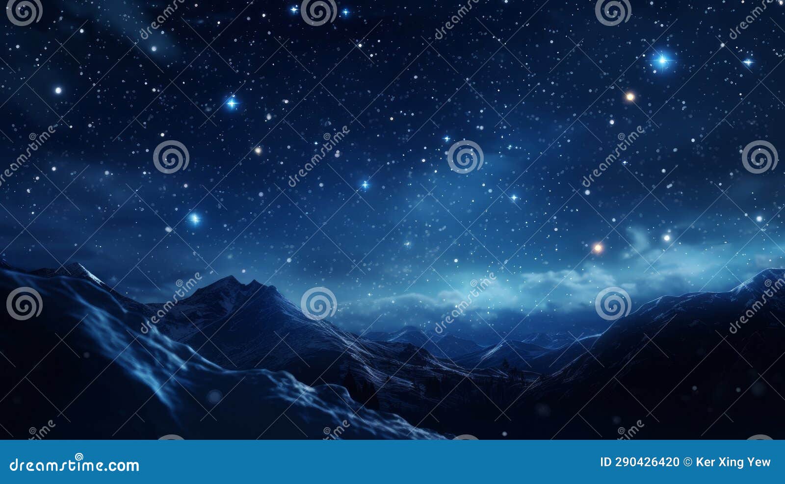 Starry Night Sky with Twinkling Stars and a Moving Comet Stock ...