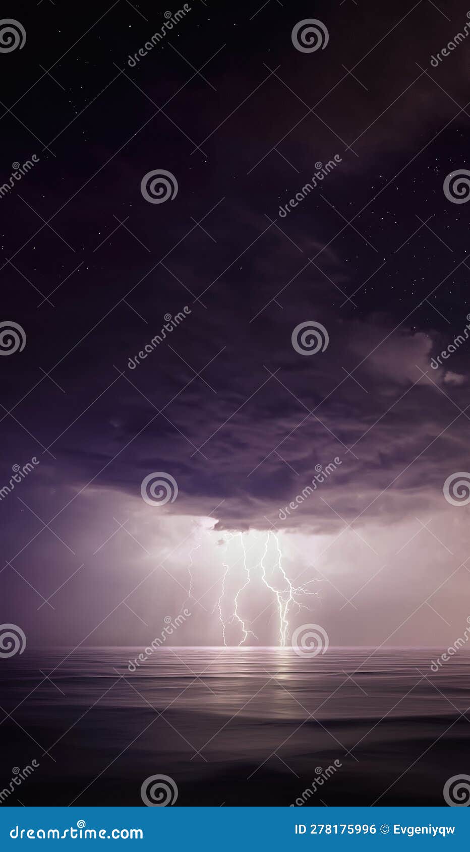 Starry Night with Thunderstorm. Night Thunderstorm with Lightning Above ...