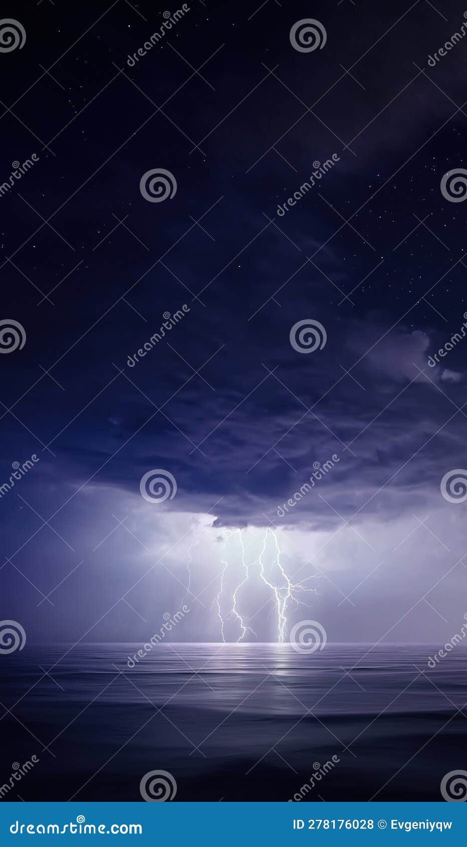 Starry Night with Thunderstorm. Night Thunderstorm with Lightning Above ...