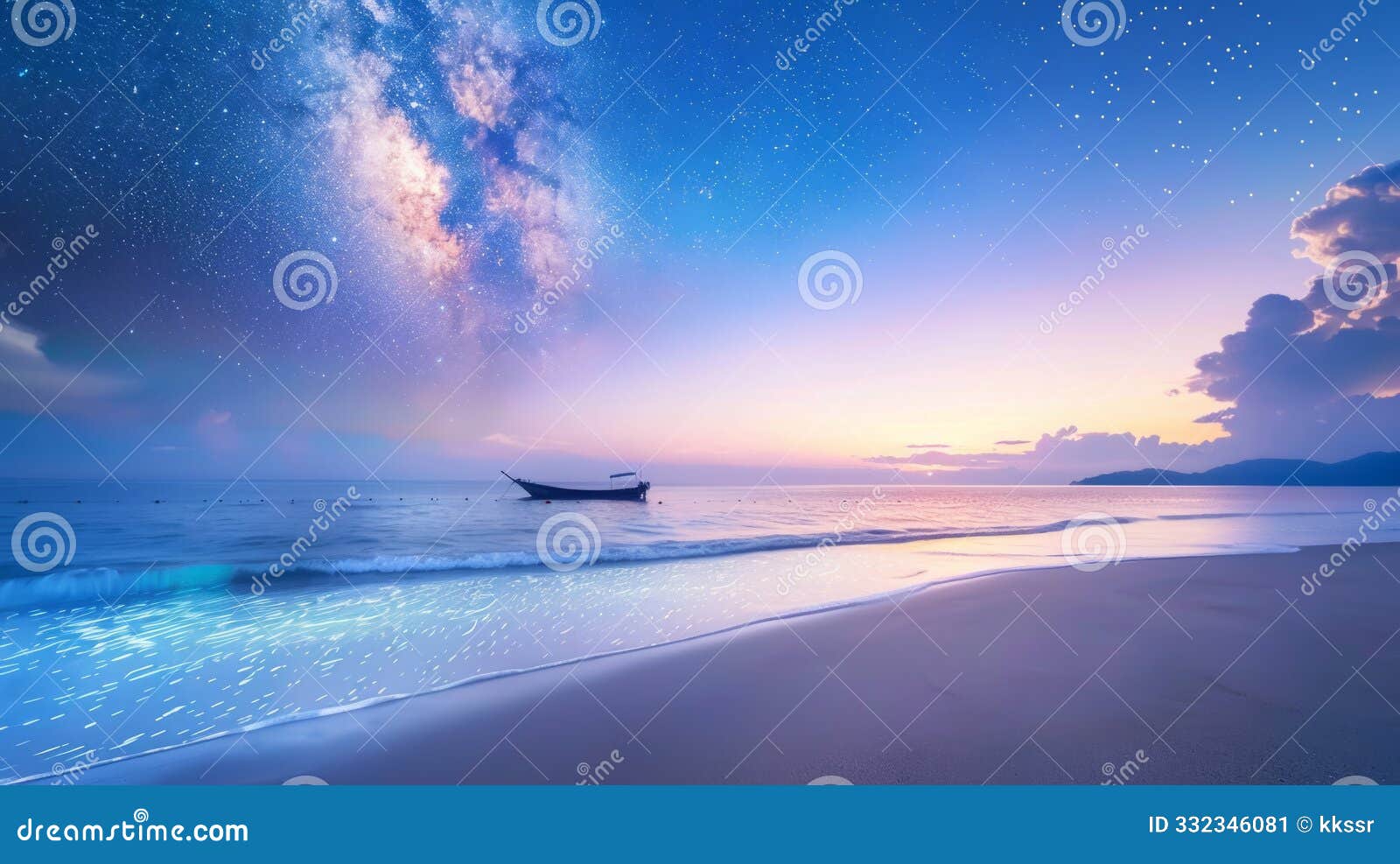 Starry Sky, Bioluminescent Waves, and Summer Magic on a Nighttime Beach ...