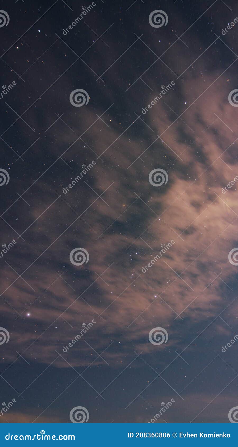 Starry sky with clouds stock photo. Image of starry - 208360806