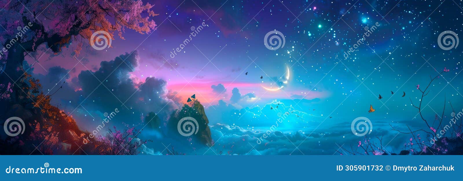 Starry Sky, Dreams Go on a Magical Adventure Under the Glow of the Moon ...