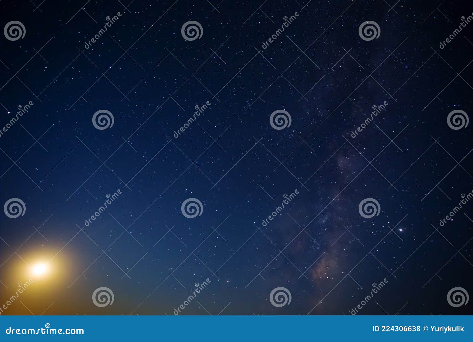 Starry Sky with Milky Way and Rising Moon Stock Photo - Image of moon ...