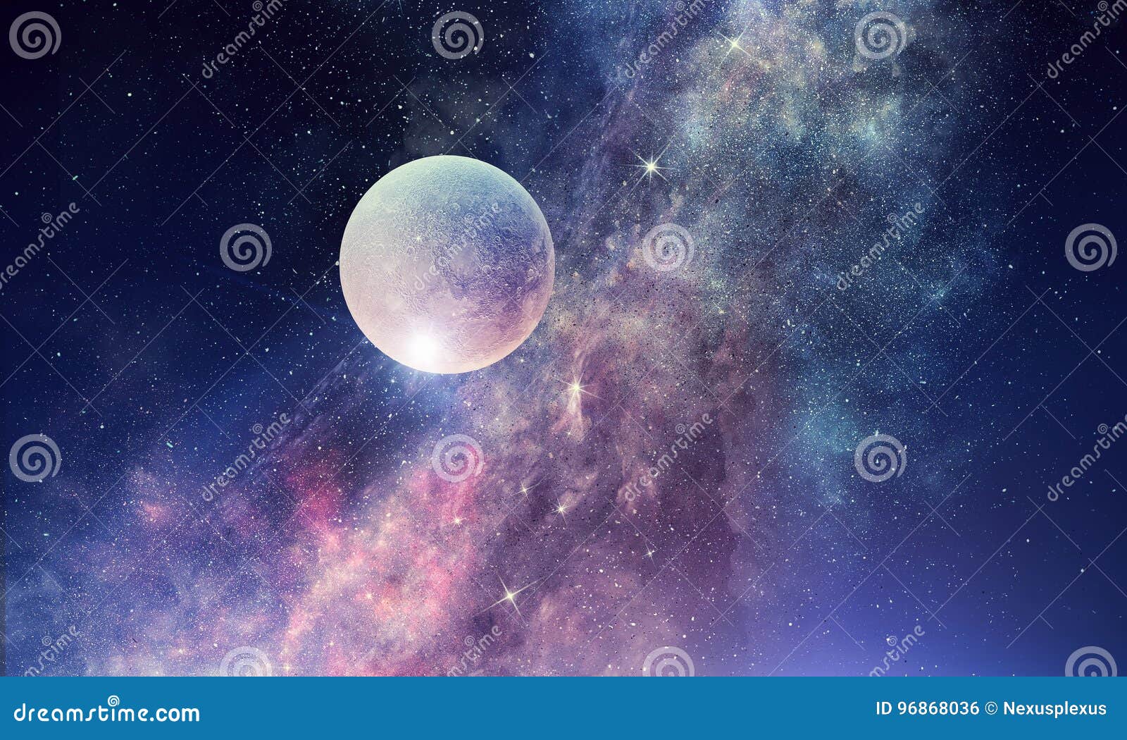 Starry Sky and Moon. Mixed Media Stock Photo - Image of moon, starry ...