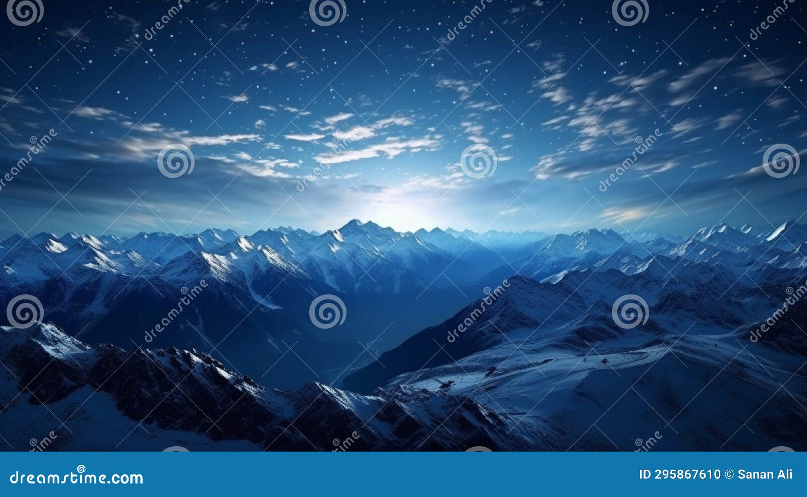 Starry Sky and Night View from the Mountain Stock Photo - Image of view ...