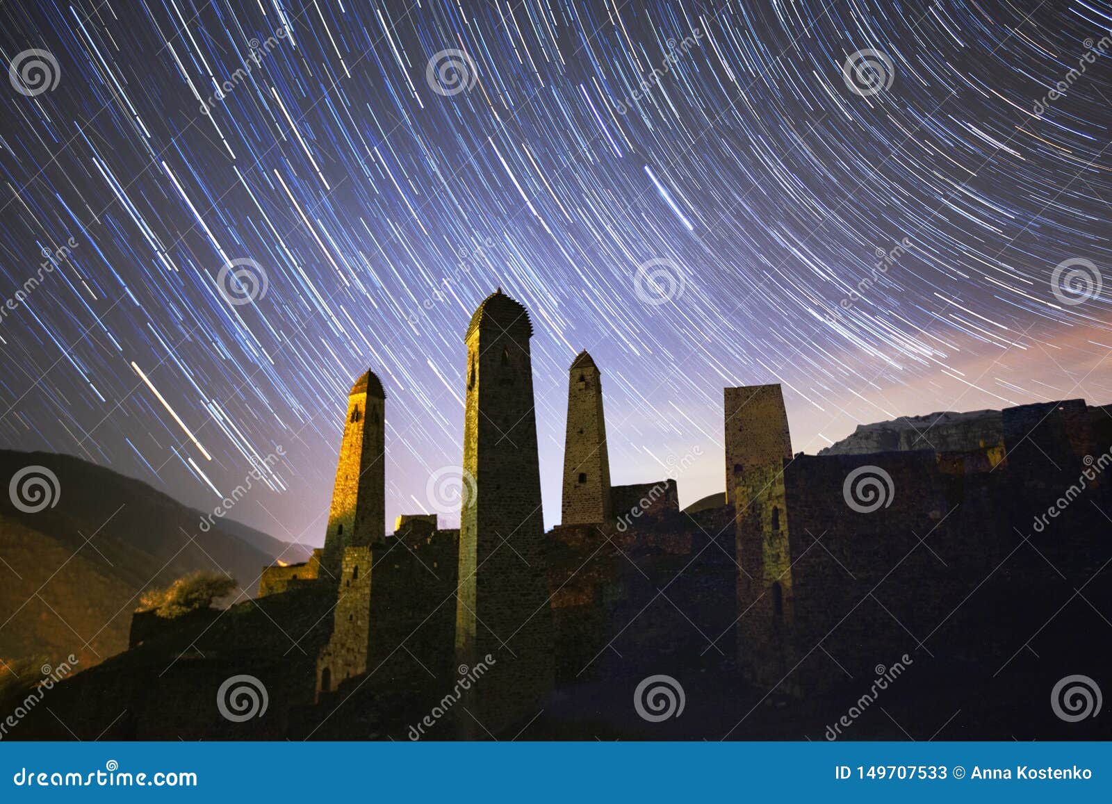 Starry Sky Over Erzya Tower Complex Stock Image - Image of tracks ...