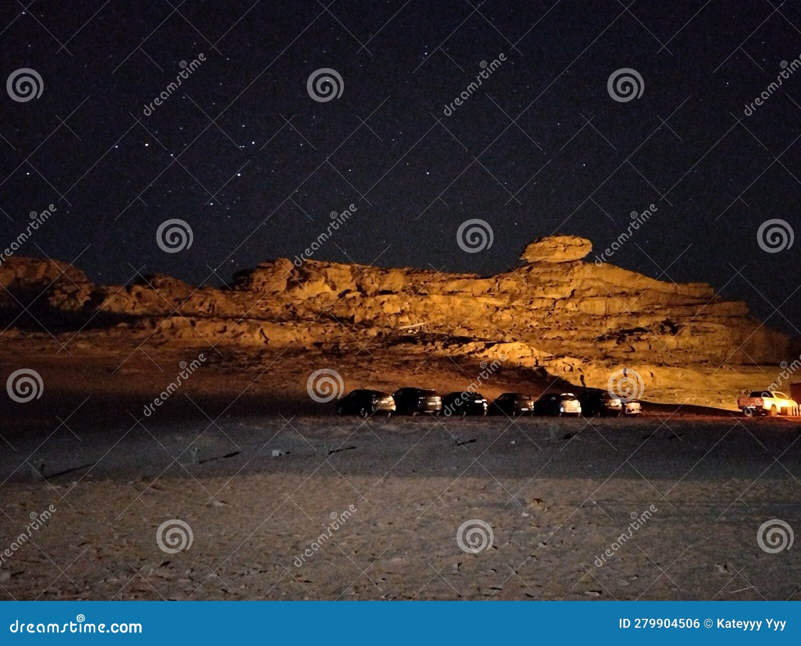 Starry Sky Over Wadi Rum Valley of the Moon, Jordan Stock Photo - Image ...