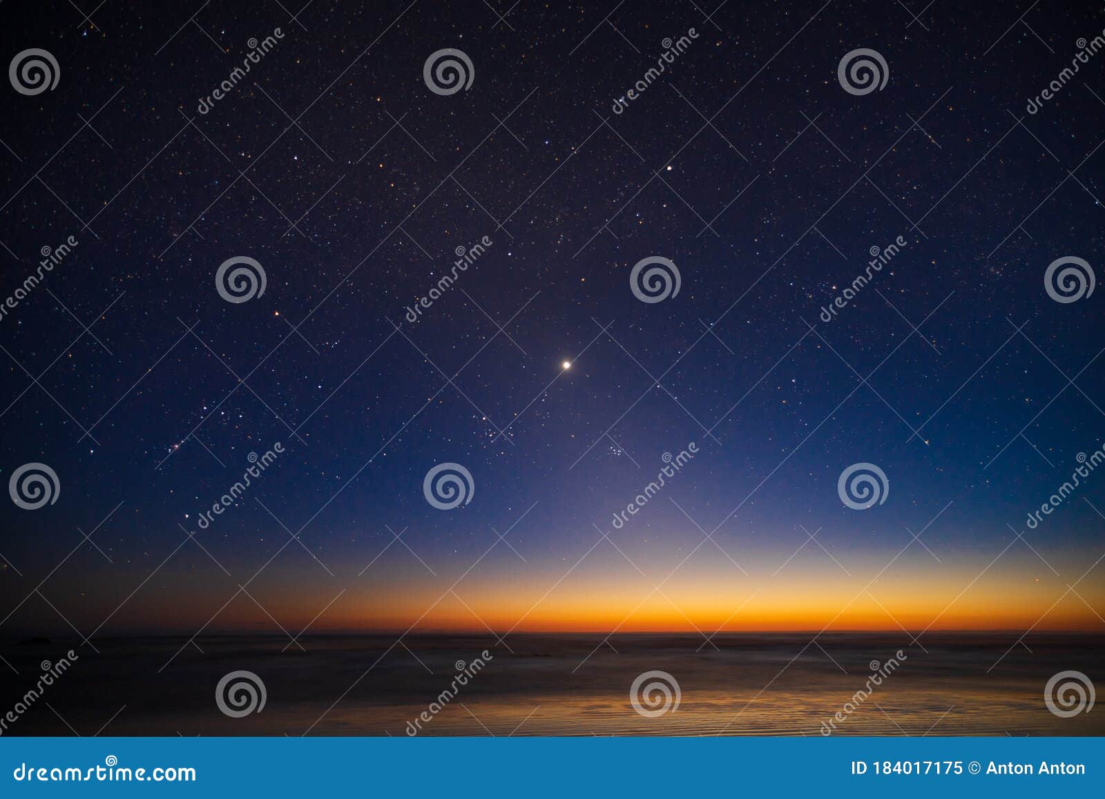 Starry Sky, Planet Venus, Sunset Landscape of the Pacific Ocean Stock ...
