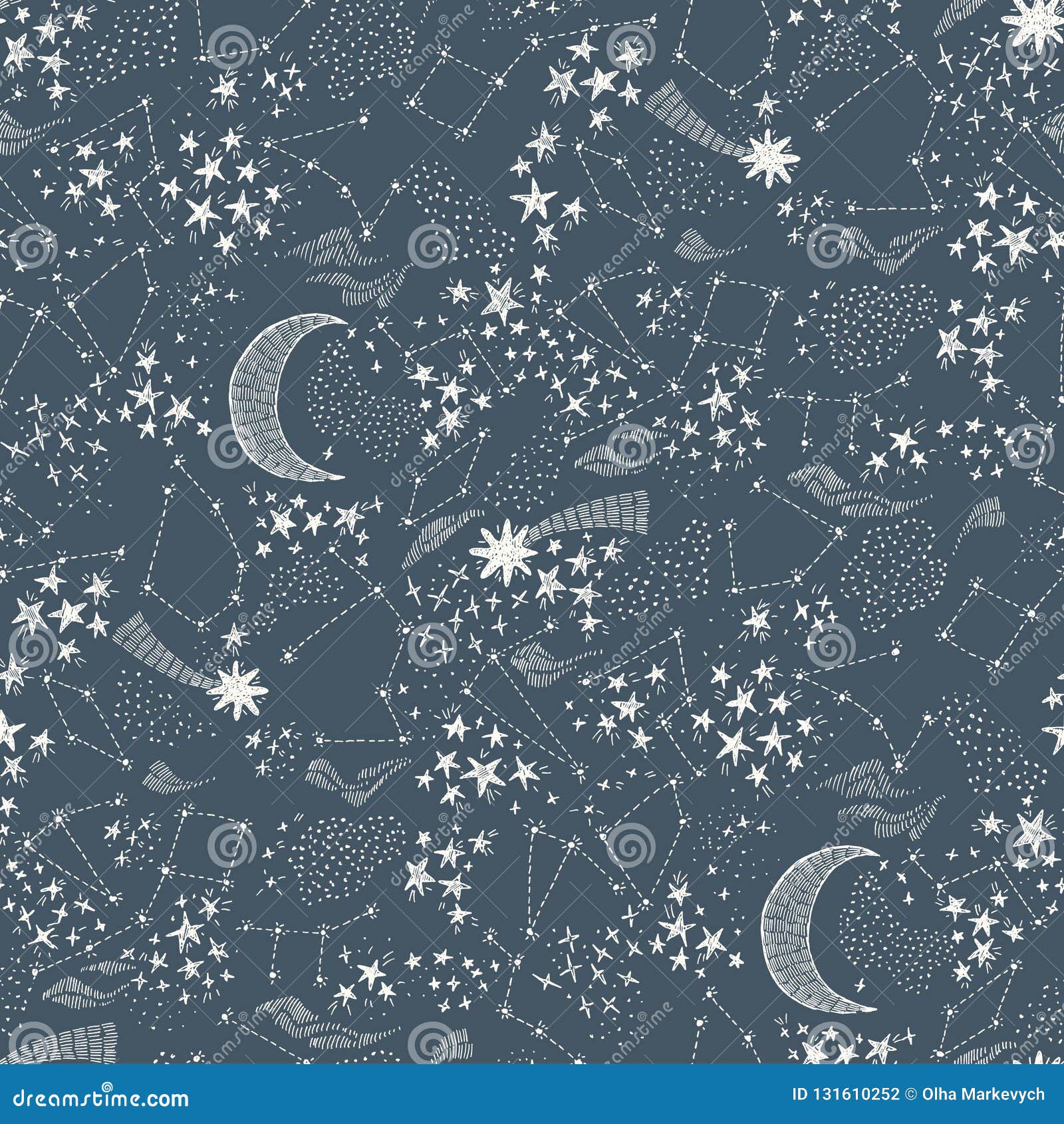 Starry Sky Seamless Pattern-02 Stock Vector - Illustration of satellite ...