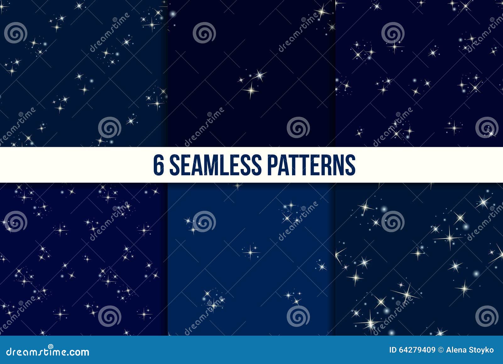 Starry Sky Seamless Pattern Set Stock Vector - Illustration of pattern ...