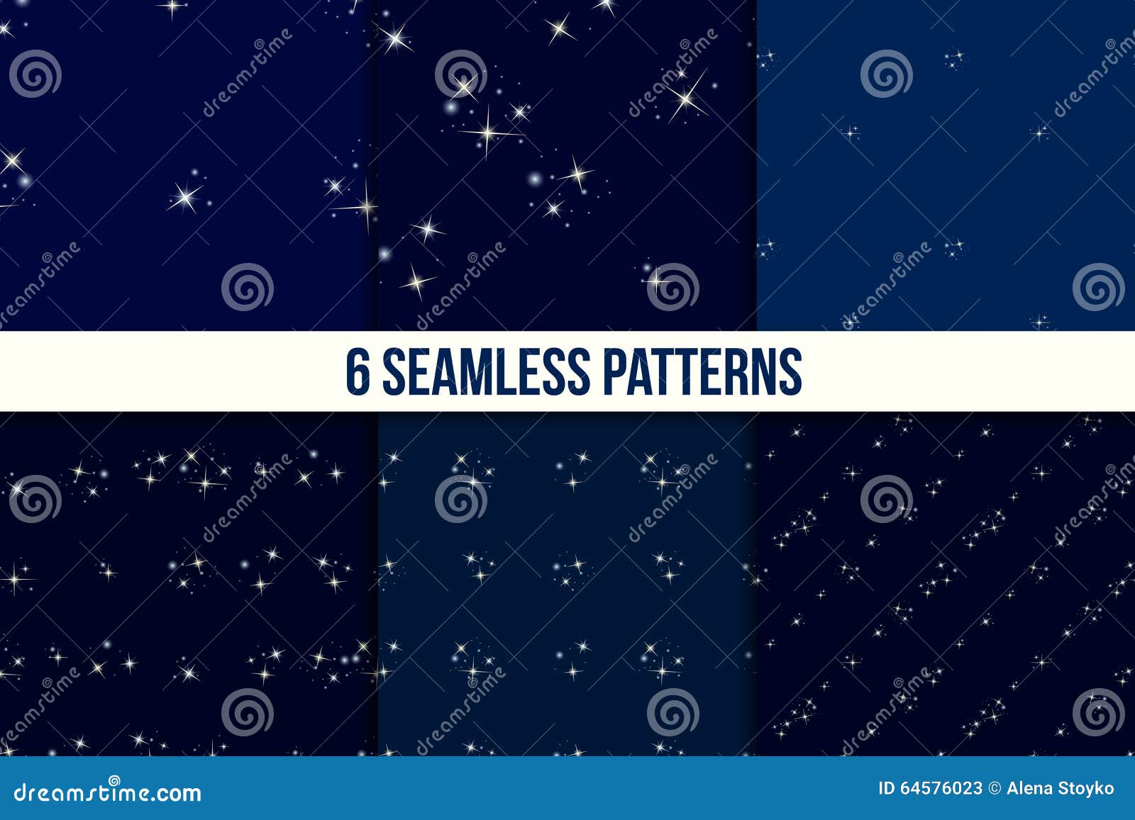 Starry Sky Seamless Pattern Set Stock Vector - Illustration of evening ...