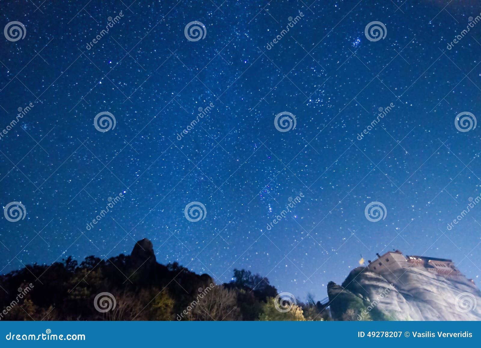 Starry Sky Seen from Meteora, Greece Stock Image - Image of meteora ...