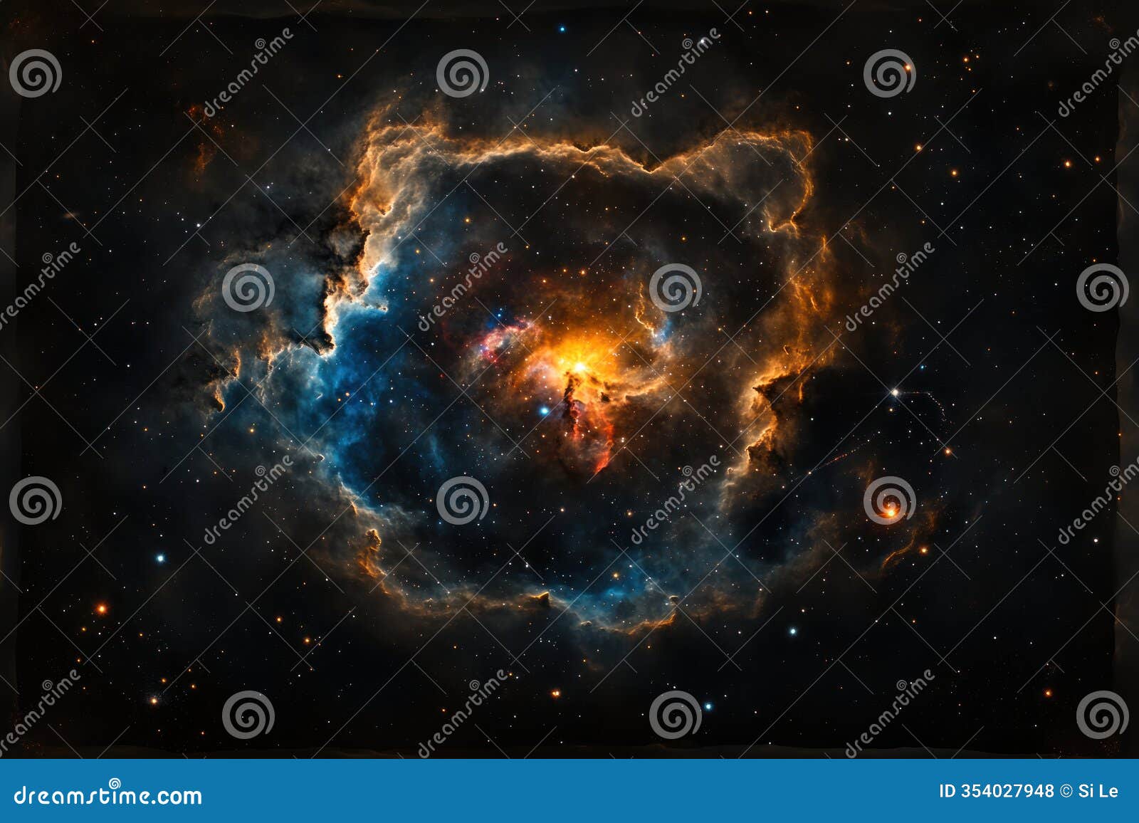 360 Degree Fantasy Space Nebula. Giant Interstellar Cloud With Stars ...