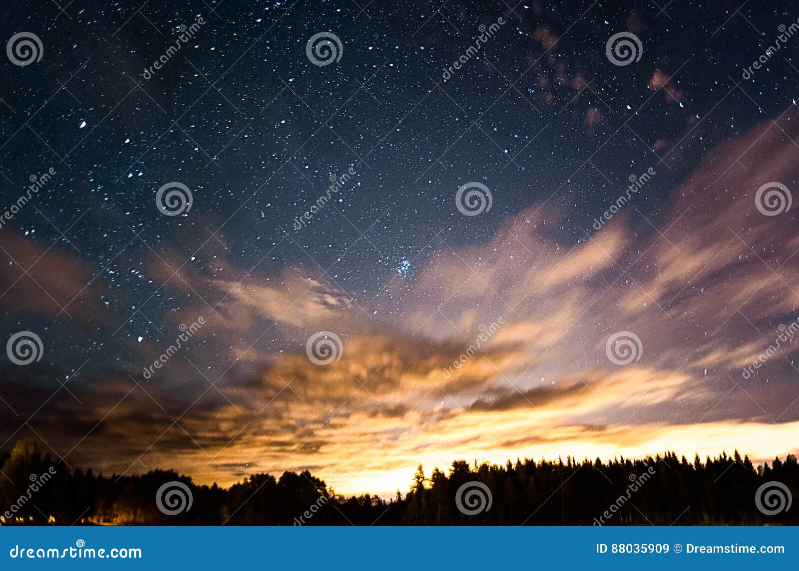 Starry sunset stock image. Image of clouds, exposure - 88035909
