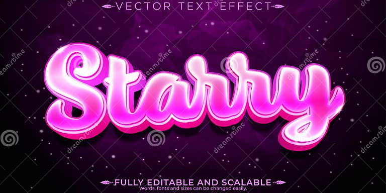 Starry Text Effect, Editable Pink and Soft Text Style Stock Vector ...