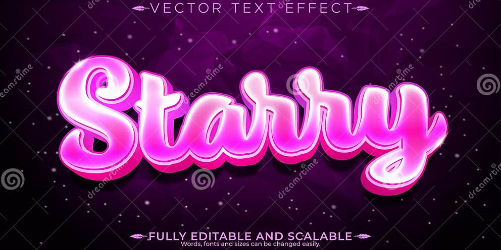 Starry Text Effect, Editable Pink and Soft Text Style Stock Vector ...