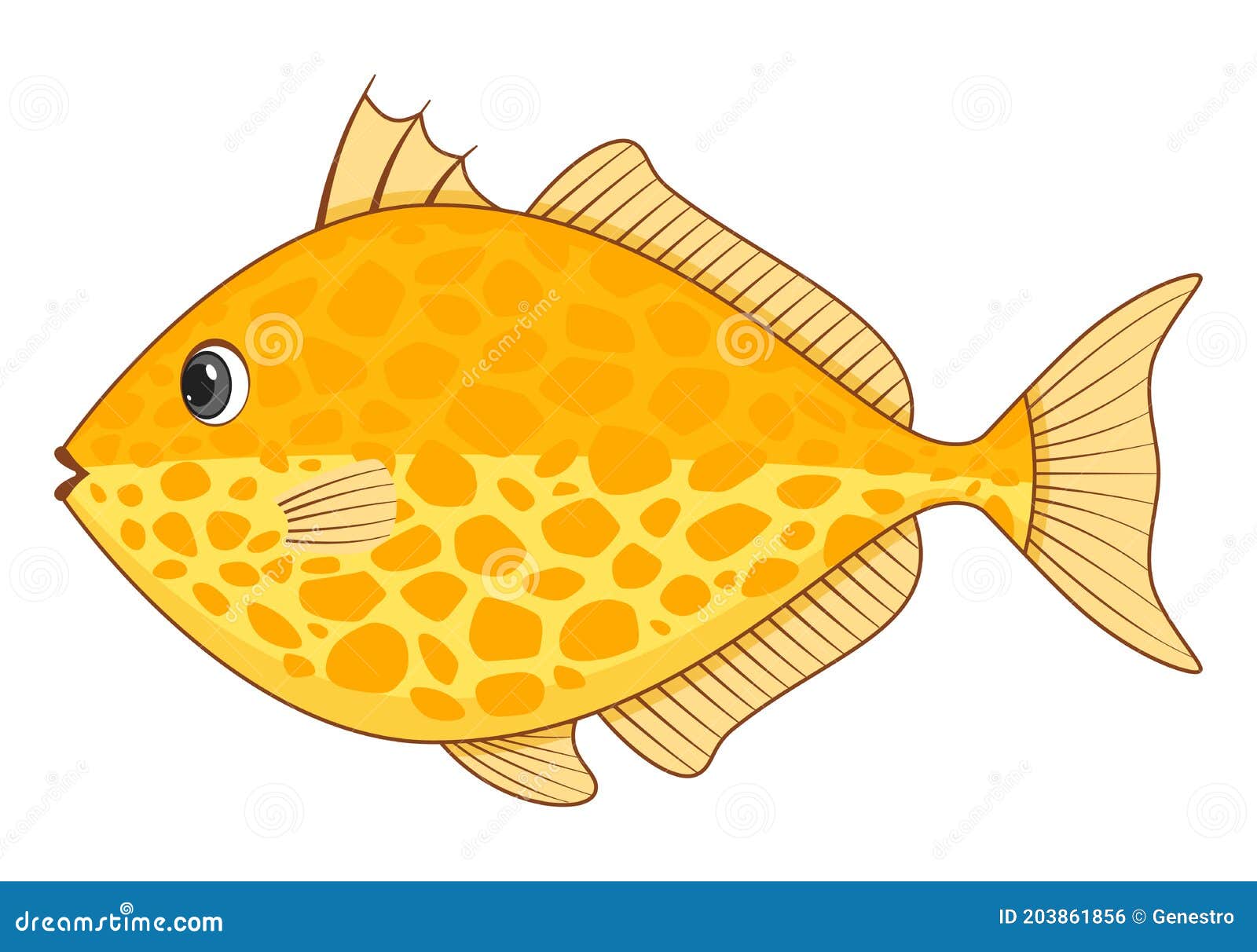 Triggerfish Fish Clown, Flat Cartoon Realistic Drawing, Hand Drawn Sea ...