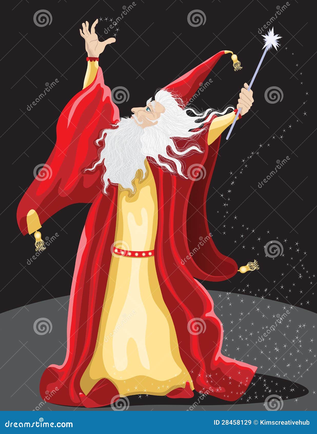 Starry Wizard stock vector. Illustration of male, cape - 28458129