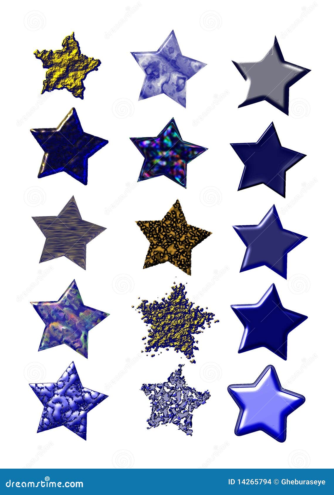Set of Colorful Isolated Stars in Different Material Stock Illustration ...