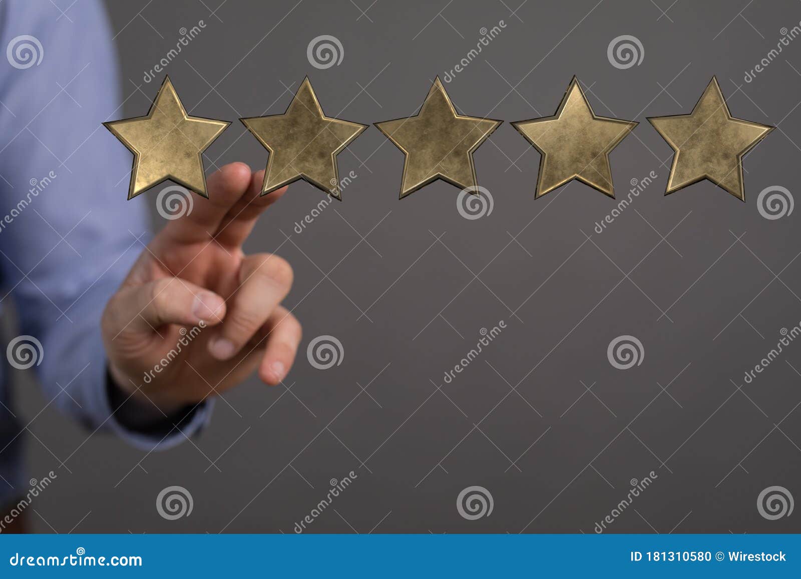 A Person`s Hand Pointing at Five Stars Stock Photo - Image of vote ...