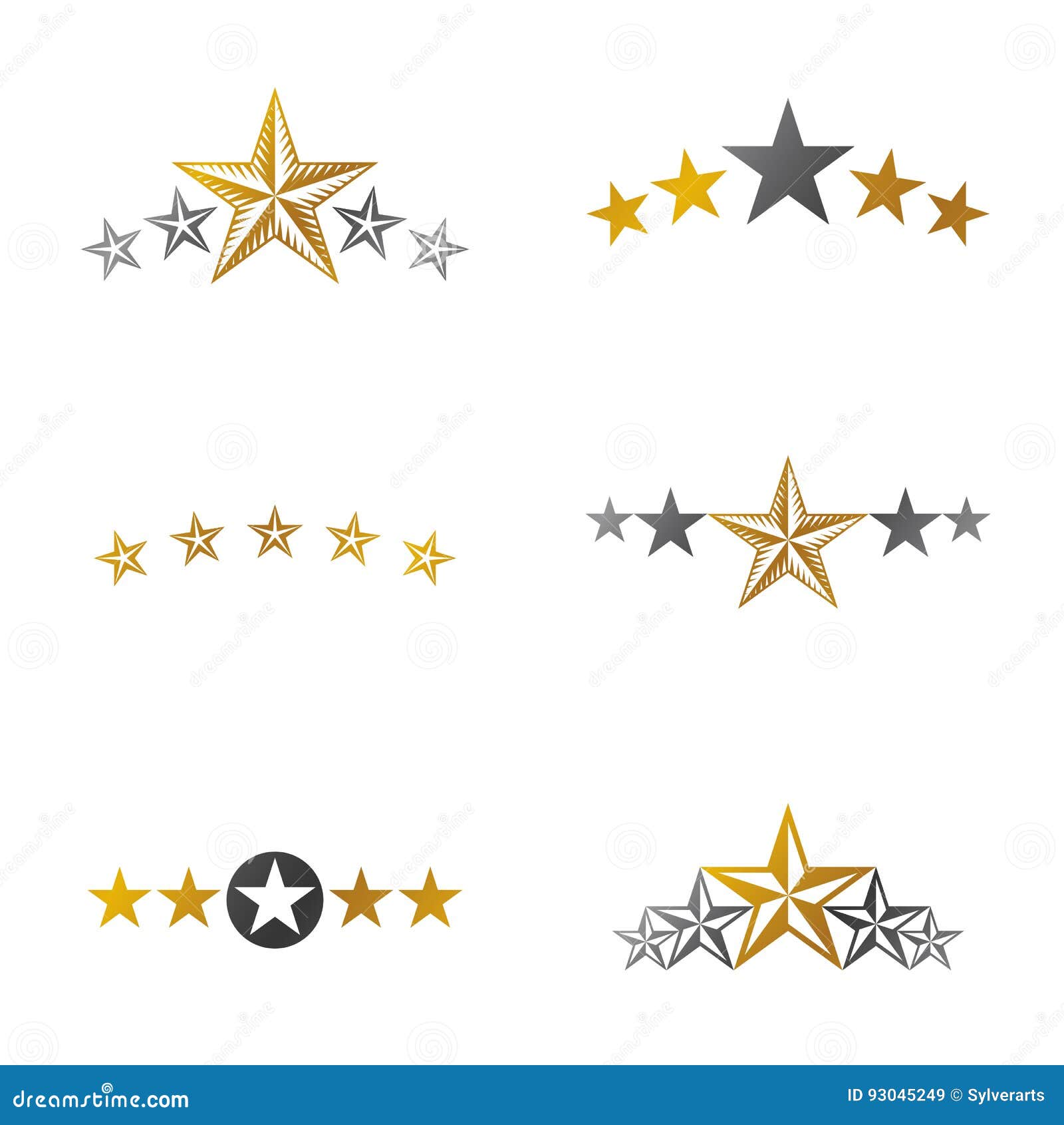 Stars Ancient Emblems Elements Set. Heraldic Vector Design Stock Vector ...