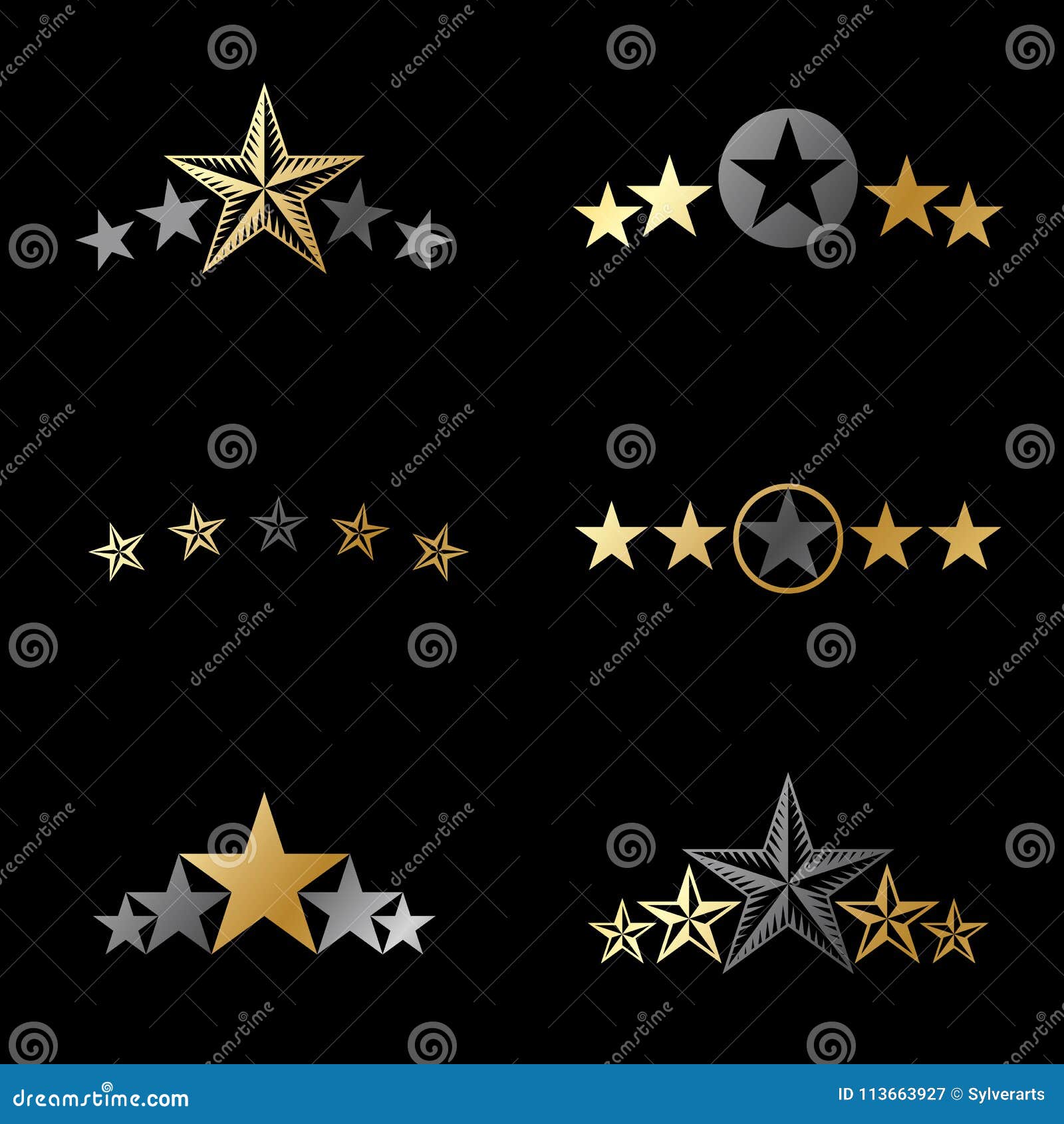 Stars Ancient Emblems Elements Set. Heraldic Vector Design Elements ...