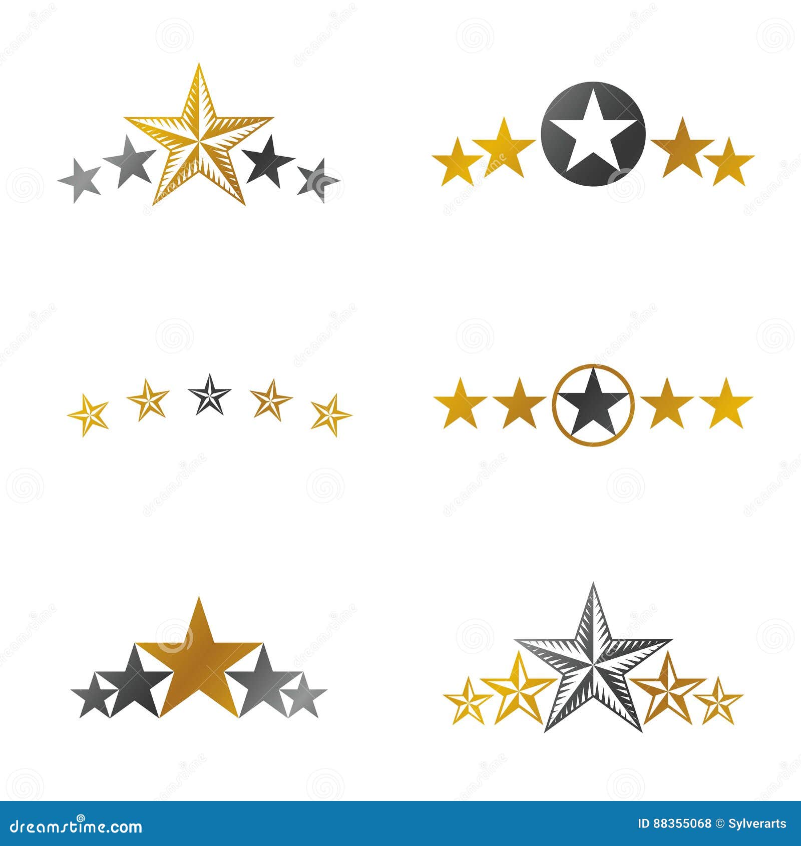 Stars Ancient Emblems Elements Set. Heraldic Vector Design Elements ...
